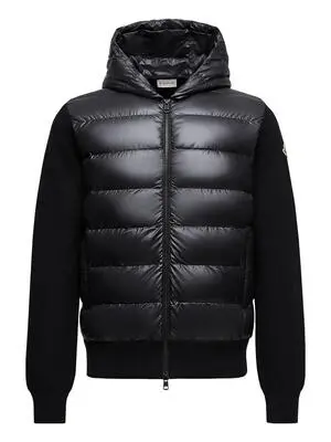 Moncler Padded Wool Zip-up Hoodie - Black