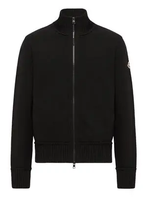 Moncler Cashmere & Wool Zip-up Cardigan - Black