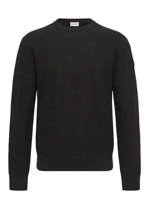 Moncler Textured Cashmere & Wool Crew Neck Sweater - Black