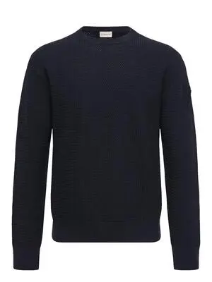 Moncler Textured Cashmere & Wool Crew Neck Sweater - Blue