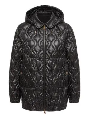 Moncler Balette Geometric Quilted Mid-length Down Jacket - Black
