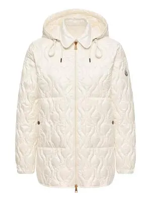 Moncler Balette Geometric Quilted Mid-length Down Jacket - White