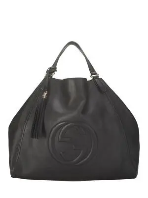 Gucci Leather Soho Top Handle Hobo - Black