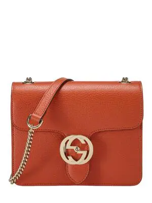 Gucci Leather Interlocking Crossbody - Orange