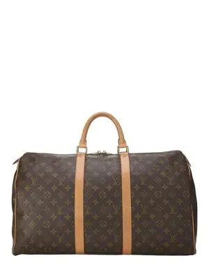 LOUIS VUITTON Louis Vuitton Monogram Keepall 50 Duffle Bag Brown