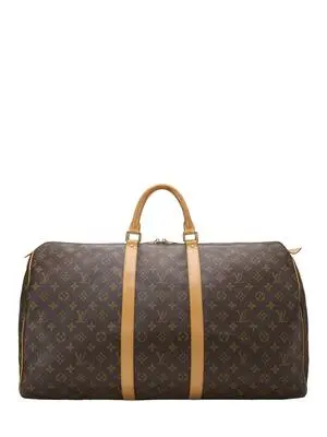 LOUIS VUITTON Monogram Keepall 55 Duffle Bag - Brown