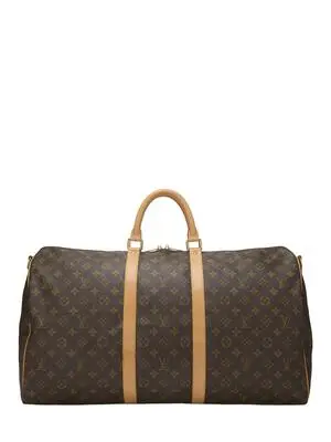 LOUIS VUITTON Monogram Keepall Bandouliere 55 Duffle Bag - Brown