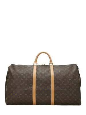 LOUIS VUITTON Monogram Keepall 60 Duffle Bag - Brown