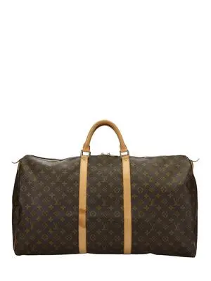 LOUIS VUITTON Monogram Keepall 60 Duffle Bag - Brown