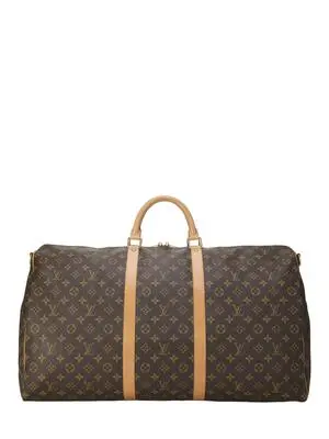 LOUIS VUITTON Monogram Keepall Bandouliere 60 Duffle Bag - Brown