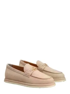 TOD'S Nubuck Loafers With Gold-tone Hardware - Pink