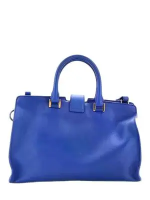 Saint Laurent Saint Laurent Monogram Cabas Leather Small Satchel Blue