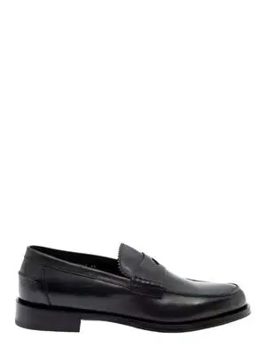 DOUCAL'S Leather Penny Loafers - Black