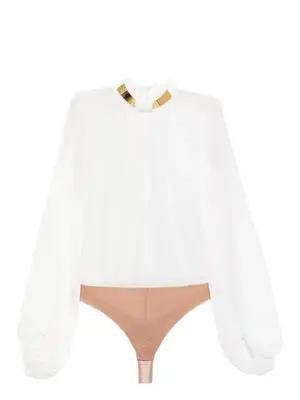 Elisabetta Franchi Tone Collar Long-sleeve Blouse - Neutrals