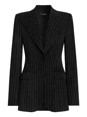 Dolce & Gabbana Turlington Single-breasted Jacket In Pinstripe Wool - Black