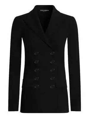 Dolce & Gabbana Double-breasted Jacket In Wool - Black