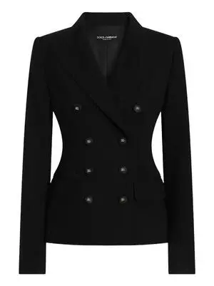 Dolce & Gabbana Double-breasted Jacket In Double Wool Crêpe - Black