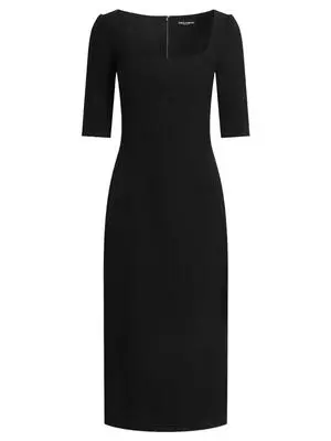 DOLCE & GABBANA Dolce & Gabbana Double Wool Crêpe Dress With Plunge Neckline