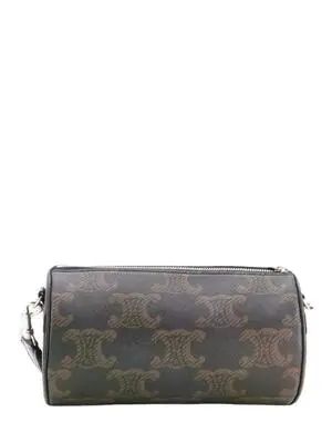 Celine Logo Cylinder Bag Triomphe Coated Canvas Crossbody Bag - Brown