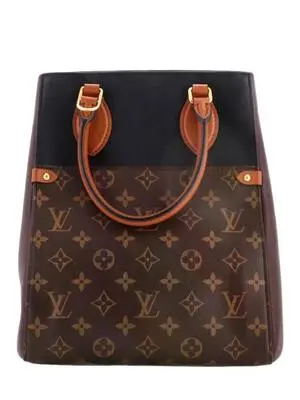 LOUIS VUITTON Fold Monogram Canvas And Leather Mm Tote Bag Black