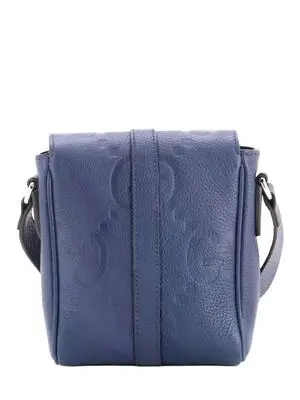 Gucci Jumbo Gg Embossed Leather Small Messenger Bag - Blue