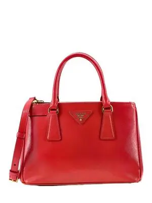Prada Prada Vernice Saffiano Leather Double Zip Tote Bag Pink