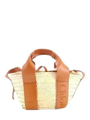CHLOÉ Sense Basket Tote Raffia With Leather Small Shoulder Bag