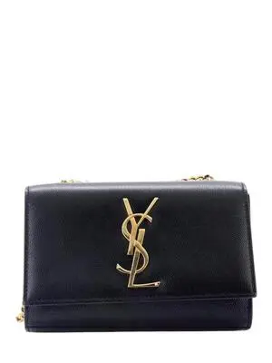 Saint Laurent Monogram Grainy Leather Small Crossbody Bag - Black