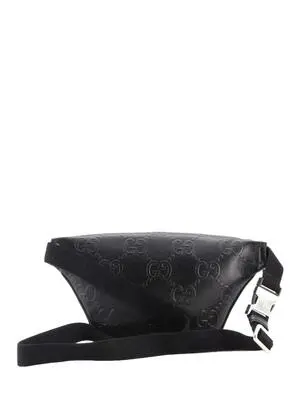 Gucci Gg Embossed Perforated Leather Belt Bag - Black