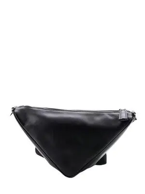 Prada Prada Triangle Logo Zip Soft Leather Small Crossbody Bag Black