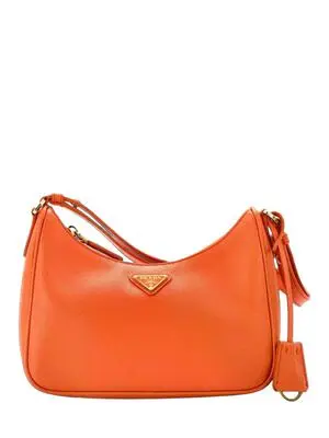 Prada Re-edition Hobo Saffiano Leather Mini Shoulder Bag Orange