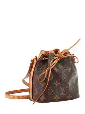 LOUIS VUITTON Noe Handbag Monogram Canvas Nano Bucket Bag Brown