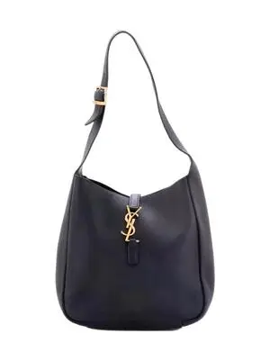 Saint Laurent Le 5 A 7 Supple Leather Small Hobo Bag Black