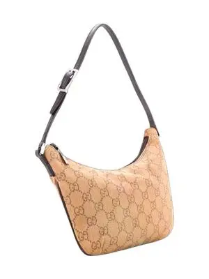 Gucci Vintage Pochette Shoulder Bag Gg Canvas Small Hobo Bag Brown