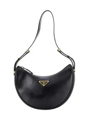 Prada Arque Half Moon Leather Small Hobo Bag - Black