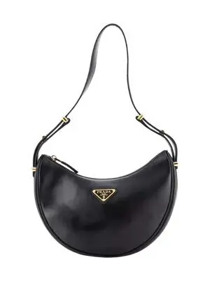 Prada Prada Arqué Half Moon Leather Small Hobo Bag Black