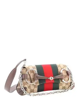 Gucci Horsebit Gg Canvas Small Shoulder Bag - Brown