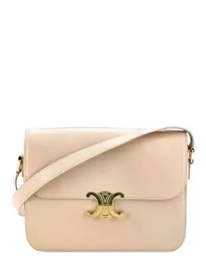 Celine Triomphe Shoulder Bag In Smooth Calfskin - Neutrals