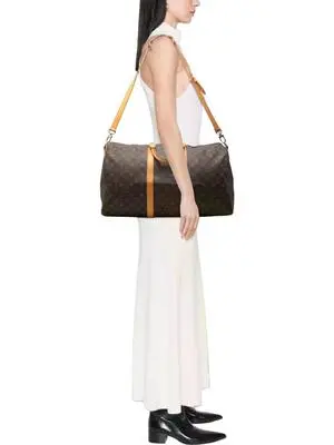 LOUIS VUITTON Monogram Keepall Bandouliere 50 Travel Bag - Brown