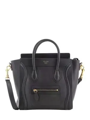 Celine Luggage Bag Smooth Leather Nano Crossbody Bag - Black
