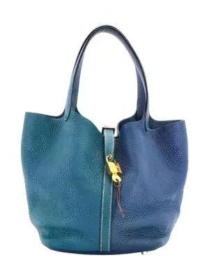 Hermès Picotin Lock Bag Bicolor Clemence Mm Bucket Bag Blue
