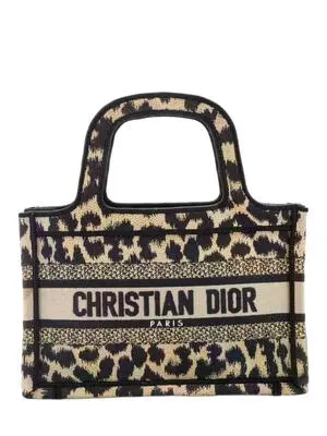 Dior Book Mizza Embroidered Canvas Mini Tote Bag Brown