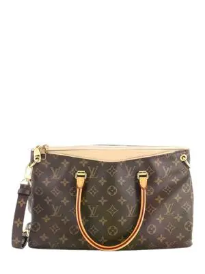 LOUIS VUITTON Pallas Tote Monogram Canvas Leather Shoulder Bag - Neutrals