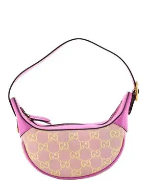 Gucci Ophidia Half Moon Bag Gg Canvas With Leather Mini Hobo Bag - Pink