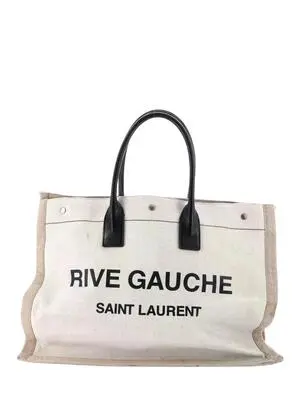 Saint Laurent Rive Gauche Canvas Large Tote Bag - Neutrals