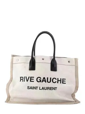 Saint Laurent Rive Gauche Canvas Large Tote Bag - Neutrals