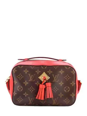 LOUIS VUITTON Saintonge Handbag Monogram Canvas With Leather Crossbody Bag - Red