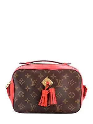 LOUIS VUITTON Saintonge Handbag Monogram Canvas With Leather Crossbody Bag - Red
