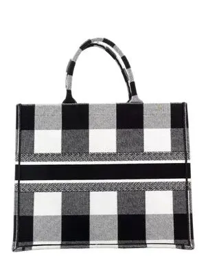 Dior Book Embroidered Canvas Large Tote Bag Black