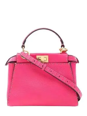 Fendi 2000-2010 Mini Leather Selleria Peekaboo Iconic Satchel - Pink